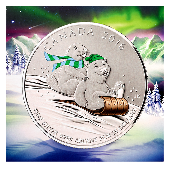 2016 $25 Fine Silver Coin Winter Fun